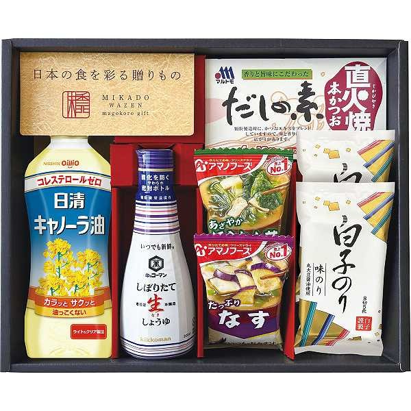 商品詳細商品名味香門和膳（みかどわぜん）アマノフーズ＆キッコーマン和食詰合せ商品番号r26-7164-026メーカー品番MKD－20N内容●キッコーマンしぼりたて生しょうゆ200ml、アマノフーズフリーズドライいつものおみそ汁（なす・ほうれ...