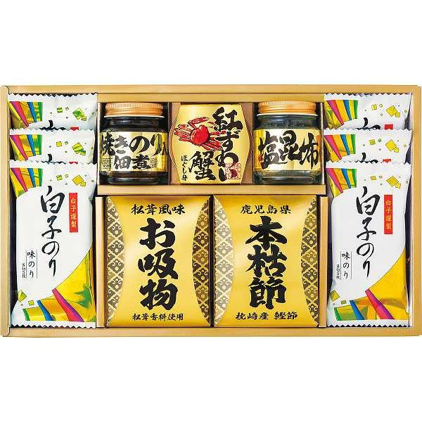 商品詳細商品名和之彩膳　詰合せ商品番号r26-7611-057メーカー品番6378－50内容●鹿児島県枕崎産鰹の本枯節（2．5g×2）・焼きのり入佃煮85g・松茸風味お吸い物（2．3g×3・顆粒）・塩昆布18g・紅ずわいがにほぐし身55g×...