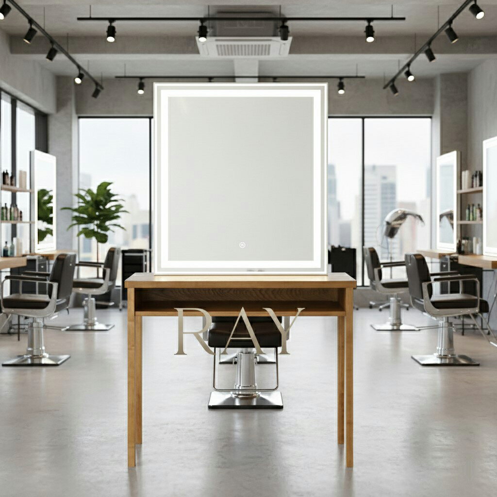 置くだけで簡単に開業をサポートする、ミラーはお客様から送っていただくセット面です。 美容室やスタジオの控室などのメイクアップにも使えるセット面ドレッサーです。 セレクトショップなどにもオススメします！ ●レイ　ミラーレス セット面ドレッサー...