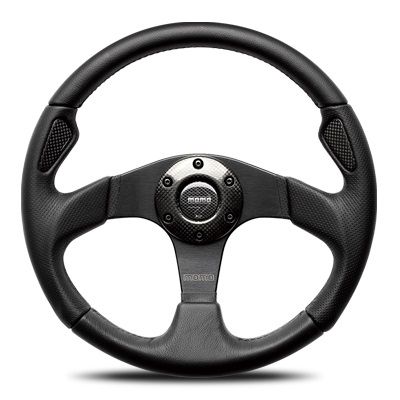 商品名MOMO 【正規品輸入品】 JET ジェット 35Φカラー・サイズブラックレザー、カーボンインサート/ブラックスポーク備　考メーカー希望小売価格(税込)：\50,600その他：J-2 ホーンボタンHBR-04が付属します。アースリング...