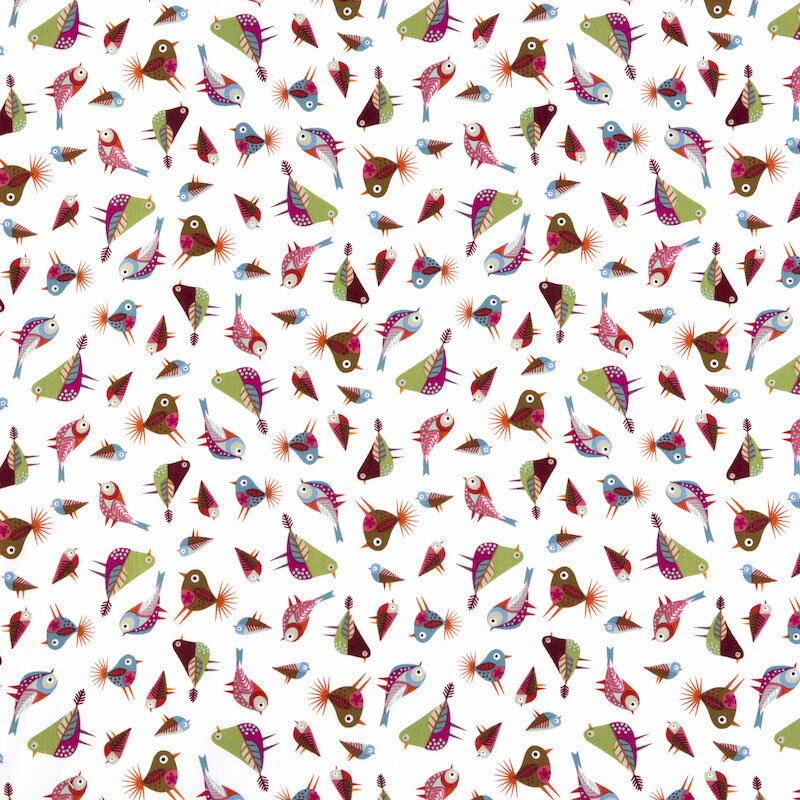 CW-4265 アップリケの小鳥 トス/ホワイト フラットな表現の小鳥が生地全体に散らばっています。非常に個性的な絵柄です。どことなくエスニックな雰囲気を持っています。ステッチ・キャッツ・トス/ホワイト Stitch Cats Y2581-...