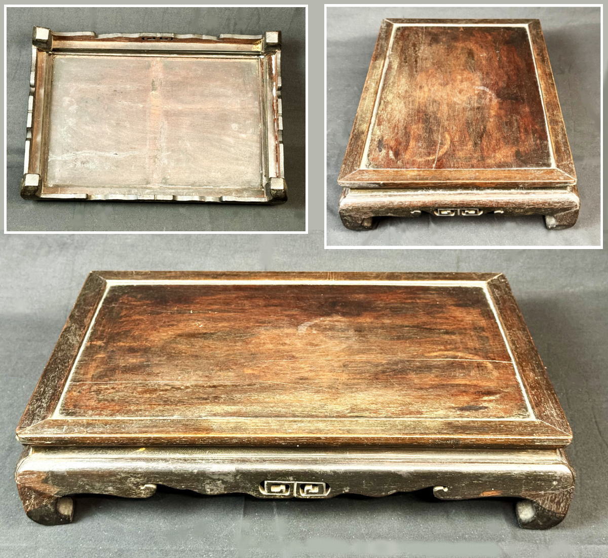 商品番号 WWWT127 商 品 名 紫檀唐木造 透彫刻 花台 サ イ ズ 約横44cm × 高さ10cm × 奥行30cm 重　　量 約1.4kg 商品説明 　素敵な時代物。 注意事項 　古美術品は実際に使用するより、コレクション観賞最適...
