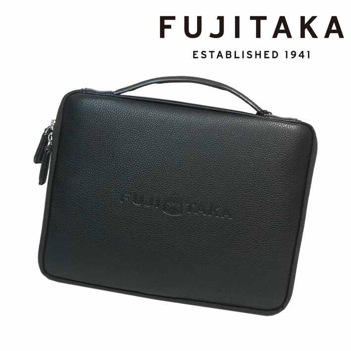 ■ブランド FUJITAKA ■状態 新品・未使用 ■サイズ 横約28．5cm×縦約21．5cm×マチ約2cm （必ず実寸をご参考下さい。誤差はご容赦下さい） ■素材 牛革 ■カラー ブラック ■商品説明 フジタカ FUJITAKA の レ...