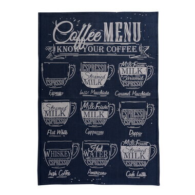 ◆ラグ TTR-155BL◆ カフェ風の柄がおしゃれなデザインラグ ナチュラルな雰囲気のお部屋に。 【素材】　コットン 【サイズ】W190×D130 cm 【カラー】ブルー 【原産地】インド 【配送】　メーカー直送