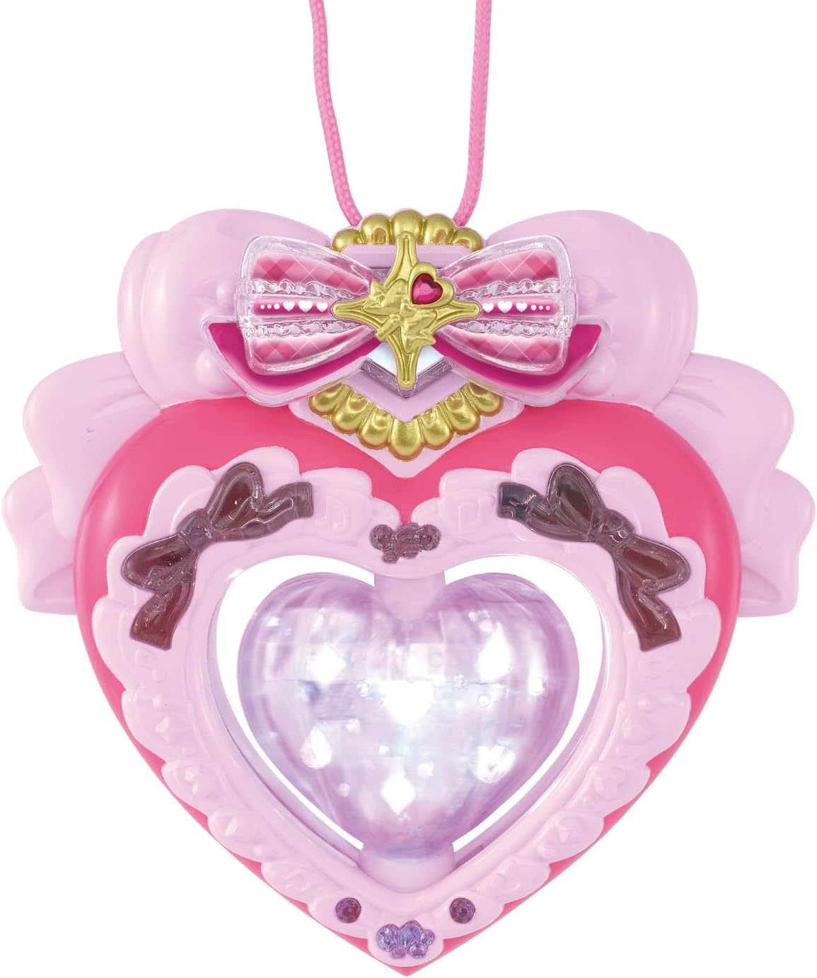 ●『キミとアイドルプリキュア♪』より、「キミとアイドル変身?アイドルハートブローチ」が登場！ ●アイドルプリキュアが使用する変身アイテムです。 ●ハートのミラーボールが光って！回って！楽しい変身アクションが楽しめます。 ●首から下げられるス...