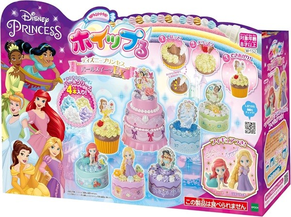 ●本物みたいなホイップるクリームをしぼって、かわいいスイーツ作品をつくっちゃお！ ●きらめくパールカラークリームで、ディズニープリンセスをイメージしたスイーツ作品が作れるセットです。 ●人気のラプンツェルとアリエルのフィギュアつきで、プリン...