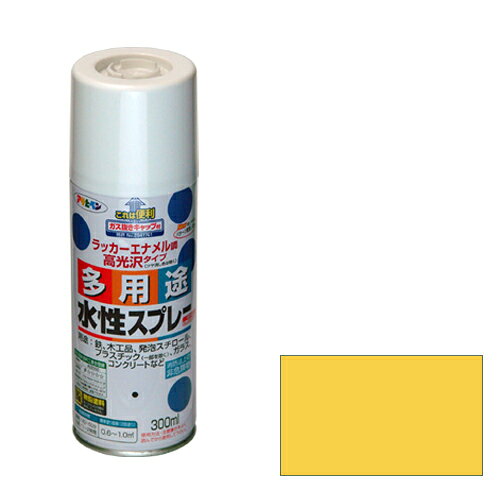 アサヒペン　水性多用途スプレー　300ML　ブライトイエロー JAN：4970925565167 メーカー：（株）アサヒペン / ブランド：アサヒペン / 原産国：日本 特長●タレにくく、きれいに仕上がります。●油性塗料や発泡スチロールに塗...