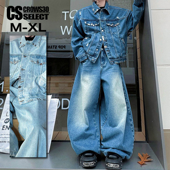 当店の洋服は細身シルエットになります。インポート商品など、サイズ交換・返品などが出来ない商品も数多くありますので、採寸表を必ず確認のうえ、ご注文いただきますよう、お願いいたします。[CROWS 30 SELECT]デコラティブダメージデニム...