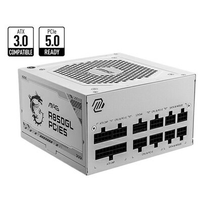 ■製品仕様・統合出力：850W・認証：80PLUS GOLD・対応規格：ATX 3.1※ATX3.0記載同製品も同様にATX3.1に対応します。・プラグイン：対応・カラー：ホワイト系・外形寸法：140×150×86mm・保証期間：メーカー保...