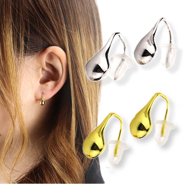 ※サイズ 【縦】：10.5mm 【横】：10.2mm 【厚さ】：5mm 【重さ】：0.7g 【素材】：合金 ゆるやかなカーブが美しい、フックタイプのドロップピアス。 長年愛され続けてきた丸みのあるシンプルデザインが、幅広いシーンで長く活躍し...