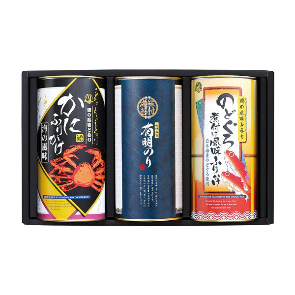 風味豊かなかにふりかけ、のどぐろ煮付け風味のふりかけと海の恵みをいっぱいに受けて育った風味豊かな海苔の詰め合わせです。価格内訳・商品価格：3,240円(税込)・税率：8％・送料：送料無料商品内容・セット内容:有明のり（12切30枚）・かにふ...