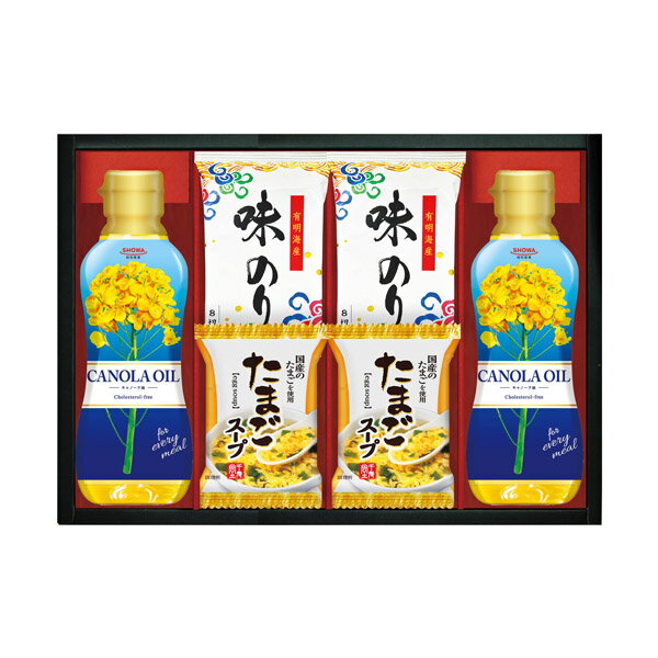 あっさりと軽やかな風味で、揚げもの・炒めものなどいろいろなお料理に幅広くお使いいただけるキャノーラ油と、有明海産の味付のりとフリーズドライのたまごスープを詰め合わせました。価格内訳・商品価格：3,240円(税込)・税率：8％・送料：送料無料...