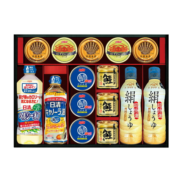 毎日の食卓へお届けする調味料と缶詰、キャノーラ油などのバラエティセットです。価格内訳・商品価格：16,200円(税込)・税率：8％・送料：送料無料商品内容・セット内容:宝幸貝柱水煮ほぐし身65g（固形量35g）・ニッスイさば水煮150g・鮭...