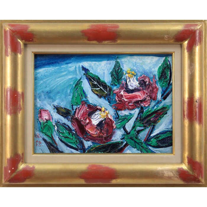 厚塗り絵具のマーブルカラーとマチエール、存在感ある作品技法：油彩画作品サイズ：F4号額のサイズ：高さ40cm×幅49cm×奥行き6.0cm作品の状態：良好です福島瑞穂（ふくしまみずほ / FUKUSHIMA Mizuho）1936広島県尾道...