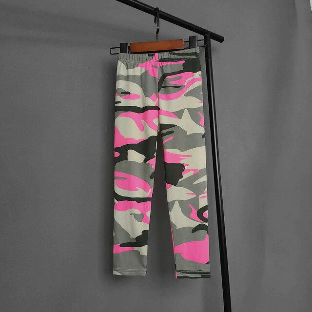 送料無料 キッズ こども 子供 レギンス スリム パンツ カモフラ 迷彩 アーミー ピンク まだら 蛍光 ネオン ダンス ヒップホップ レッスン着 ダンス衣装 ボトムス かっこいい ストリート 派手 100 110 120 130 140 ...