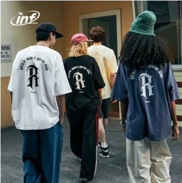 男女兼用 Tシャツ 半袖 シンプル カジュアル ストリート 男女兼用 hiphop ヒップホップ スケーター おしゃれ 白 黒 ベージュ 青 グレー モデル着用サイズ：XLサイズ モデル身長：184cm モデル体重：64.5kg 生地：コッ...