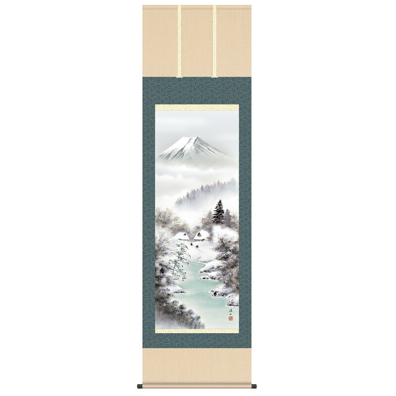 霊峰が見下ろすのは、銀世界の山里。茅葺屋根も樹々も白雪に埋もれつつも、人のぬくもりを感じさせる風景です。伊藤渓山画伯の澄んだ画境をお楽しみください。伊藤渓山　略歴高校卒業後本格的に創作活動を始め、以来、日本画の原点である山水画を追求する。各...