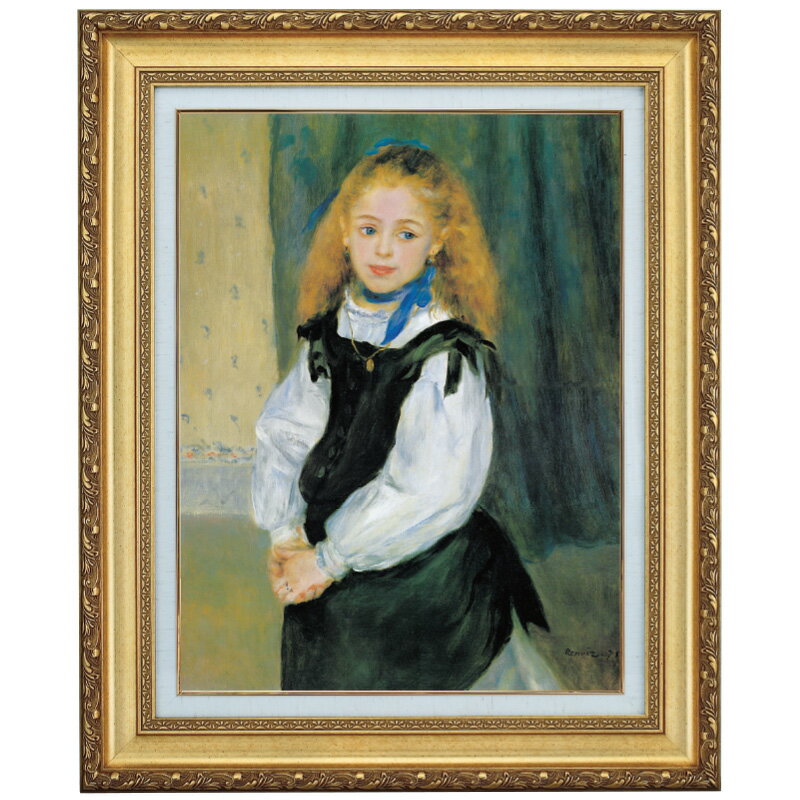 天使のような清楚に描かれた、当時8歳のルグラン嬢。白いシャツに黒いエプロン、微笑を湛えた気品のある肖像画。原画：制作1875年　所蔵：フィラデルフィア美術館●絵寸法:(約)長辺53×短辺41cm●額寸法:(約)長辺70×短辺57.5×4cm...