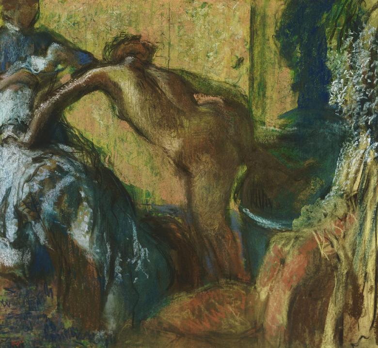 　作者 エドガー・ドガ 作品名 入浴後 技法 手描き複製油絵 製作年 1895所蔵： フィリップス・コレクション納期：受注制作につき、納期は「買い物かごに入れる」ボタン上をご覧ください。絵柄サイズ：652x530mm額装サイズ：808x68...