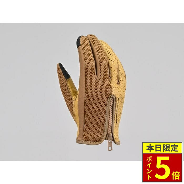 本革との組み合わせが特徴的なセパレートデザイン。中央にファスナーを配置することで、装着しやすいショートグローブ。手の平には本革にケブラーパッチを重ね、特に危険な小指側は、手の甲にもパンチングレザーを使用しプロテクション効果を高めることで、装...