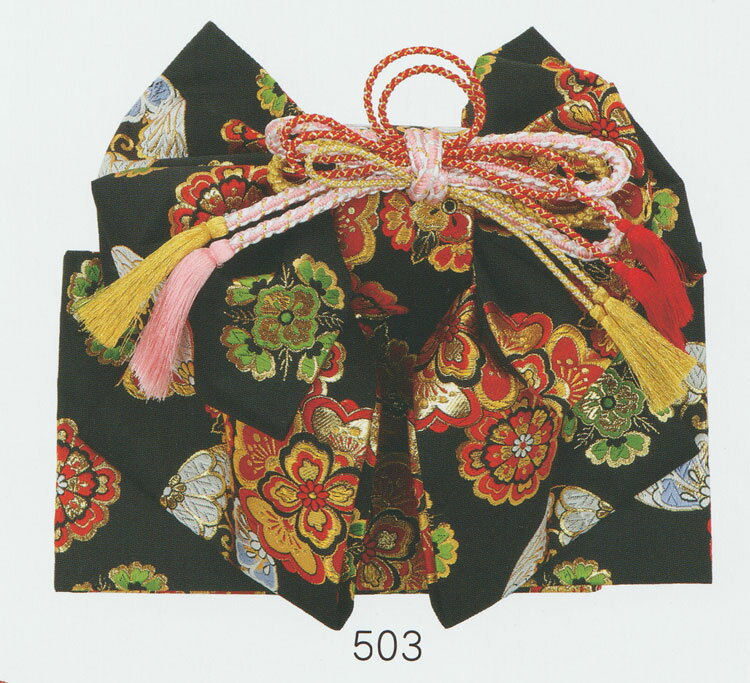 女児用　七五三結び帯 七五三からお正月まで、さまざまな晴れの日に大活躍します。 商品情報 【女児用　七五三結び帯】 ●素材　正絹　 ●サイズ　大・中・小　 『カンタン着付け』 この帯はリボン形部分と胴帯と分かれた 簡単に着付けれる作り帯です...