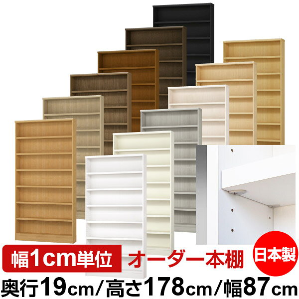 固定棚のない全棚板可動のフルオープン構造 本棚 CD，DVD，コミックの大量収納に最適　棚板は耐荷重性に優れたタフタイプ　当店独自の全棚板移動1.5cmピッチと幅木カットが選べます　低ホルムアルデヒド　F★★★★サイズ奥行19cm×高さ17...