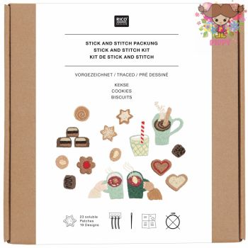 商品詳細 商品名 Rico Deaign 刺繍キット Cookie Stick Pack　 商品説明 おしゃれなデザインの刺繍キット。 刺繍糸、刺繍針、デザインが印刷された水溶性のシール、説明書(ドイツ語・英語等表記)がセットになっています...