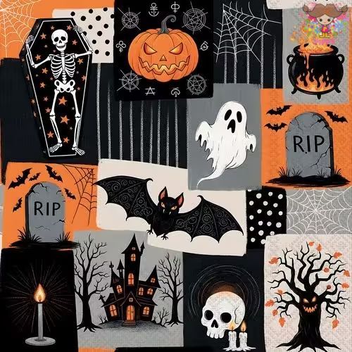 商品詳細 商品名 オランダのAmbiente Europe BV社のペーパーナプキン 柄名 Creepy Halloween 商品説明 オランダ　Ambiente Europe BV社のペーパーナプキン。ヨーロッパならではの素敵なデザインで...