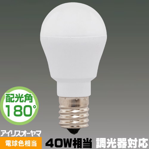 ●メーカー ： アイリスオーヤマ ●形番 ： LDA5L-G-E17/D-4V3 ●光色 ： 電球色相当 ●全長 ： 75mm ●外径 ： 38mm ●質量 ： 38g ●定格電圧 ： 100V ●定格入力電流 ： 0.044A ●定格消費...