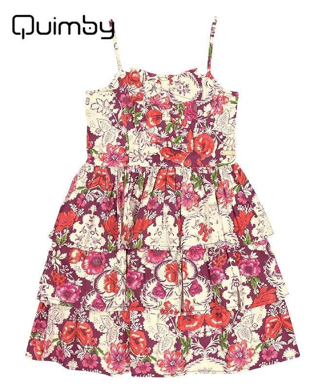 【QUIMBY】女の子ドレス【子供服・パーティー】お花柄フリルキャミドレス｜ボルドー &nbsp; 贅沢な3段フリルがかわいいパーティードレス！ ブランド：quimby（キンビー） カラー　：ボルドー サイズ　：4（4歳〜5歳　110cm）...