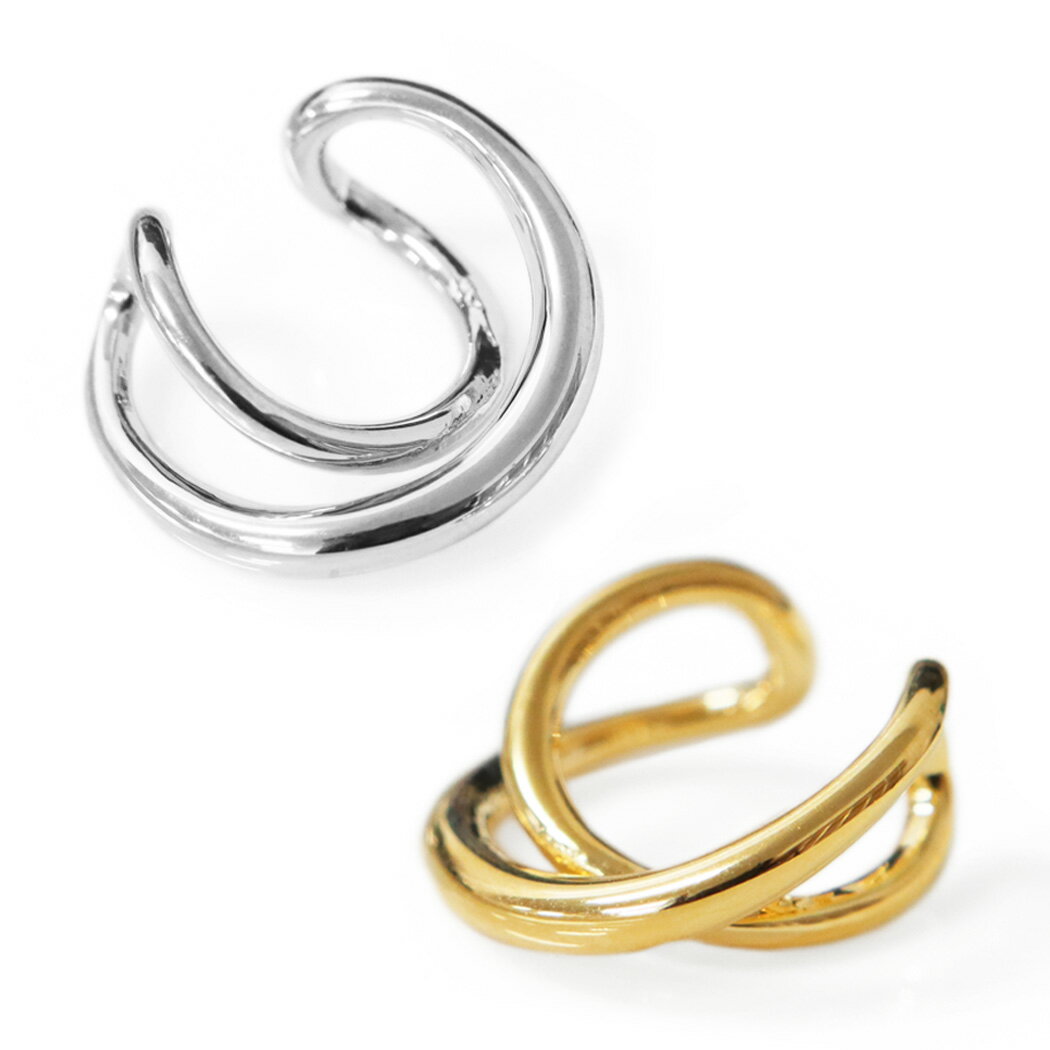 クロスデザインの2連イヤーカフです。 ピアス穴が開いていなくてもOK！ 耳の軟骨にかけるウェアリングタイプは長時間着けても イヤリングのように耳たぶが痛くなる心配はありません。 単品使いはもちろん、お気に入りのピアスや イヤリングと合わせて...