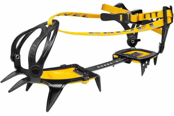 ピッケル、アイゼンを中心に登山用品を手がけているイタリアブランド　『GRIVEL』 スノーボード用ソフトブーツやテレマークスキー靴用につま先が幅広仕様の10本歯。 フロントハーネスの取付け位置が外側だから幅広靴に合わせられる。 前後プラスチ...