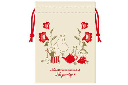 【送料無料】【ムーミン】【Moomin】刺繍付き巾着【ティーパーティー】【Moomin mamma`s Tea party 】【ムーミンママ】【リトルミイ】【アニメ】【ポーチ】【ケース】【小物入れ】【きんちゃく】【袋】【収納】【雑貨】【グッ...