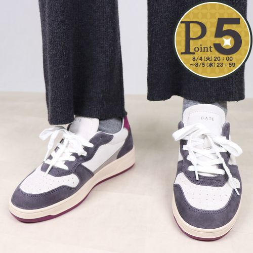 デイト D.A.T.E レディース靴 シューズ スニーカー W411-C2-VC-IP VINTAGE CALF WHITE-PURPLEイタリア、フィレンツェ発の『D.A.T.E.』のスニーカー。ヴィンテージ加工がされておりオシャレ度UP...