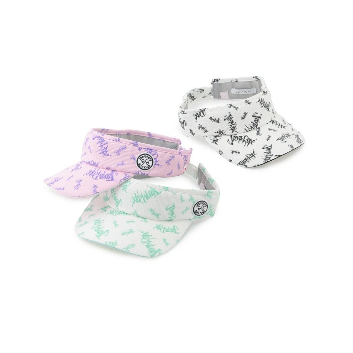 [型番：ERU41070]【どんなアイテムにも合わせやすい！エアブラシロゴ柄★サンバイザー】腰裏部分＜吸水速乾＞エアブラシで描いたようなグラフィックが新鮮なサンバイザー。ジュンロペモノグラムが大人っぽい総柄は、幅広いコーデにも活躍するファッ...