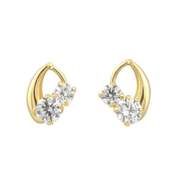 [型番：0231-3634-0017]【Ear Jewelry】しずくモチーフでキュービックジルコニアがきらめくイエローゴールドのピアス。華やかな印象のイエローゴールドのピアスは、表情を明るくしてくれます。ご自分へのご褒美や大切な方へのプレ...
