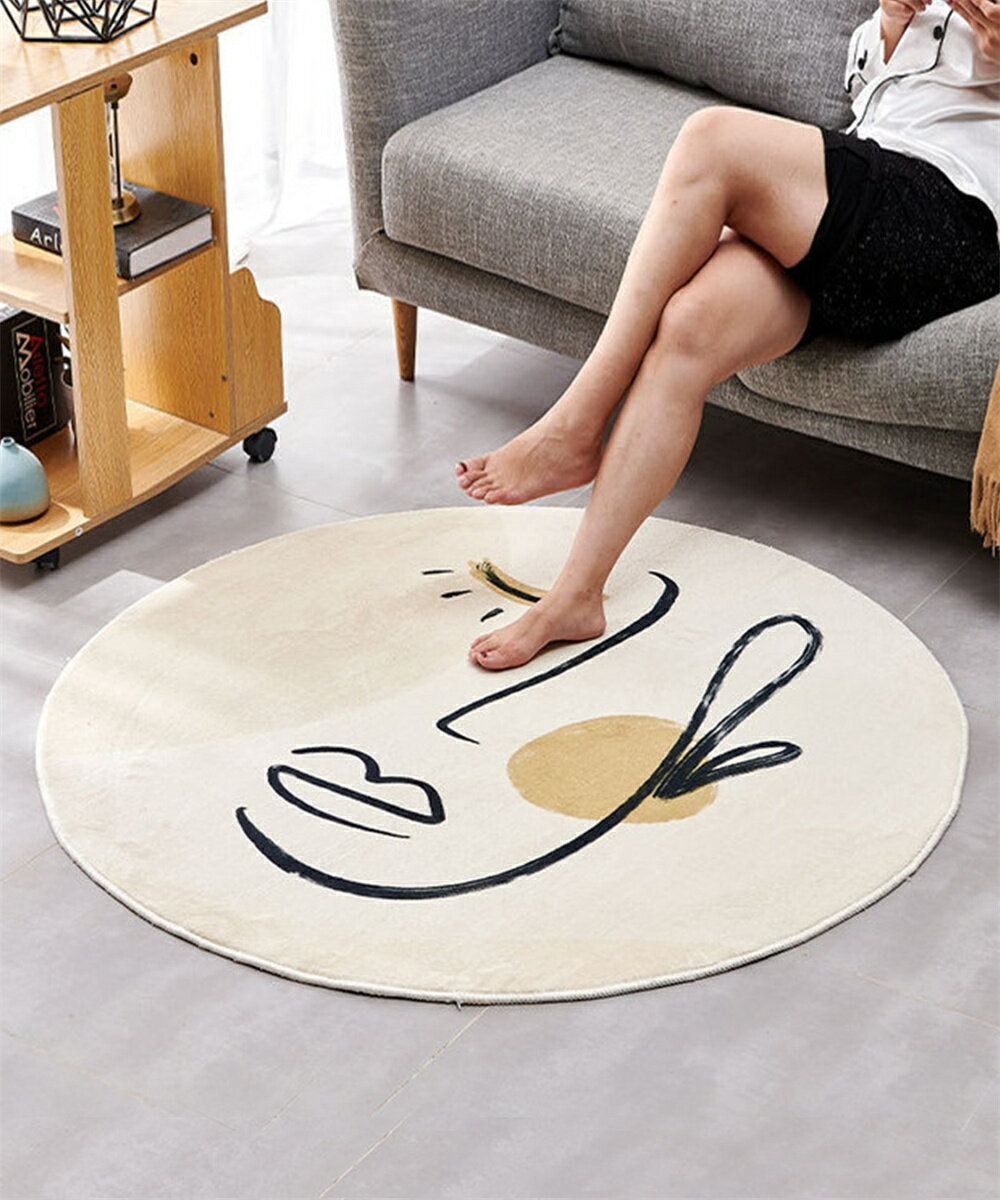 [型番:yjs828a]毛足の短いふわふわ感！ 気持良さアップ！！！ 思わずゴロゴロしちゃいます☆ カラーバリエーション豊富！ 韓国風のデザインがモダンでお洒落。 心地のよい手触りがクセになる円形カーペットです☆■カラー：その他1、その他2...