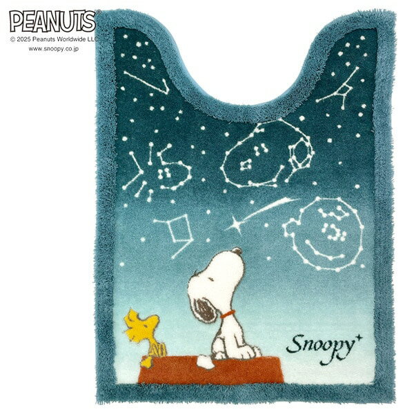 [型番:SNホシゾラLTM]星空をテーマにした、スヌーピーたち星座が可愛いらしいデザインの、トイレマット（約80×60cm）。星空スヌーピー、PEANUTS。星座の形にもこだわった、デザインです。裏面滑り止め加工の為、安心。洗濯機で丸洗いで...