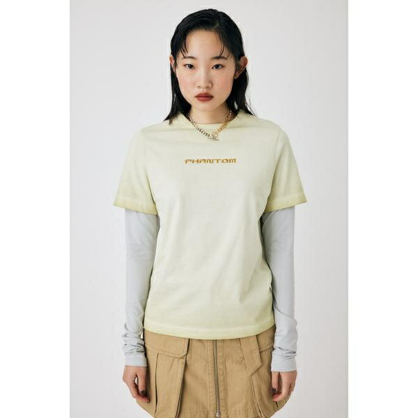 [型番：010HSL90-0240]【LAYERED LIKE EMBROIDERY LS TSJ】TシャツとロンTをレイヤードしているようなアイテム。加工入りのTシャツに異素材の光沢あるロンTを組み合わせることで新鮮な見え方に。同色刺繍も...