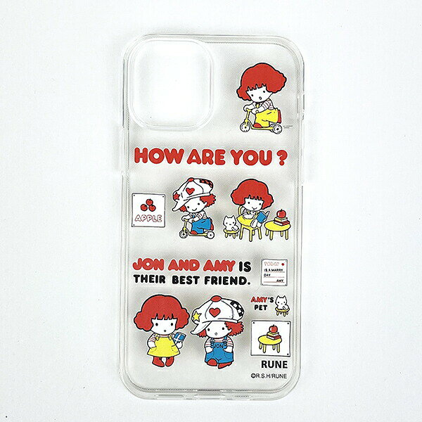 [型番:8641-md-75138]JON＆AMYがKawaiiくデザインされたクリアスマホケースです。iPhone12/12Proに対応。クリアなのでスマホ本体のカラーによって雰囲気が変わります。持っているだけで気分が上がっちゃいます♪【...