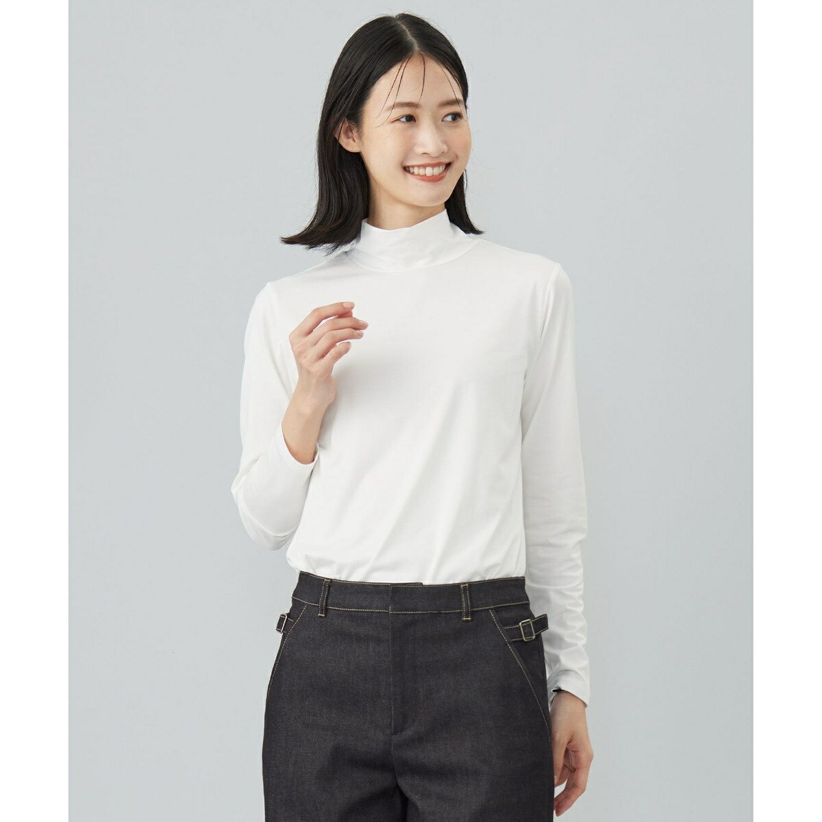 [型番：KKGJCW0980]トレンド感を演出するラメも登場！秋冬のレイヤードスタイルに欠かせない、上品な光沢感のタートルネックカットソー■デザインシャツやジャンスカのレイヤードに最適な、ベーシックな無地のタートルネックカットソー。首にほど...