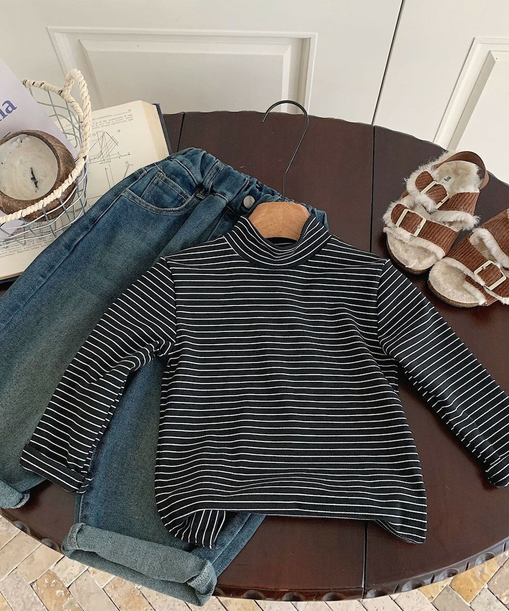 [型番:moxbc0526a]ハイネックでインナーにも大活躍！■カラー：ブラック、ベージュ、モカ、グレー90:身幅29 肩幅27.5 総丈37.5 そで丈31.5100:身幅32 肩幅27.5 総丈40.5 そで丈33.5110:身幅32 ...