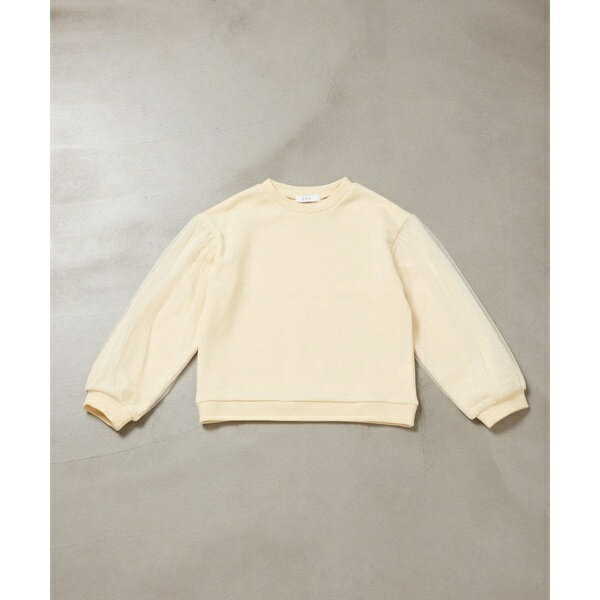 [型番：KJKBC01039]◆春まで着やすい！トレンドライクな袖チュールプルオーバー◆【デザイン】・華やかでかわいいチュールがお出かけムードを引き立てるプルオーバー。 ・カジュアルなトレーナーにチュールでフェミニンさをプラス。 ・袖部分の...