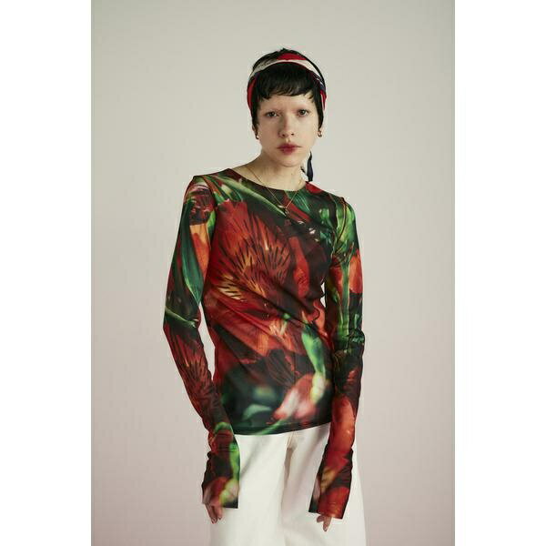 [型番：530ISM80-0881]オリジナル花柄のメッシュインナー大胆な花柄がHERINらしい。1枚で華やかな印象になります。強撚ポリエステル素材でシアー感を出したなめらかなカットソー素材。フラワーパターンメッシュインナー■カラー：Mul...