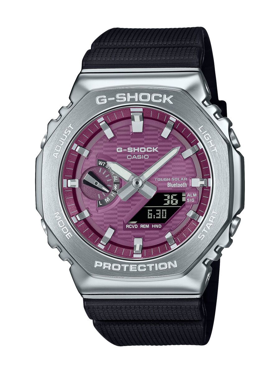 [型番:GBM-2100A-4BJF]1983年の発売以来、飽くなき強さを求めて進化を続けるタフネスウオッチG-SHOCKから、2100シリーズの特徴であるスリムなサイズ感をキープしながら、スマートフォンリンクとタフソーラーを搭載したメタル...