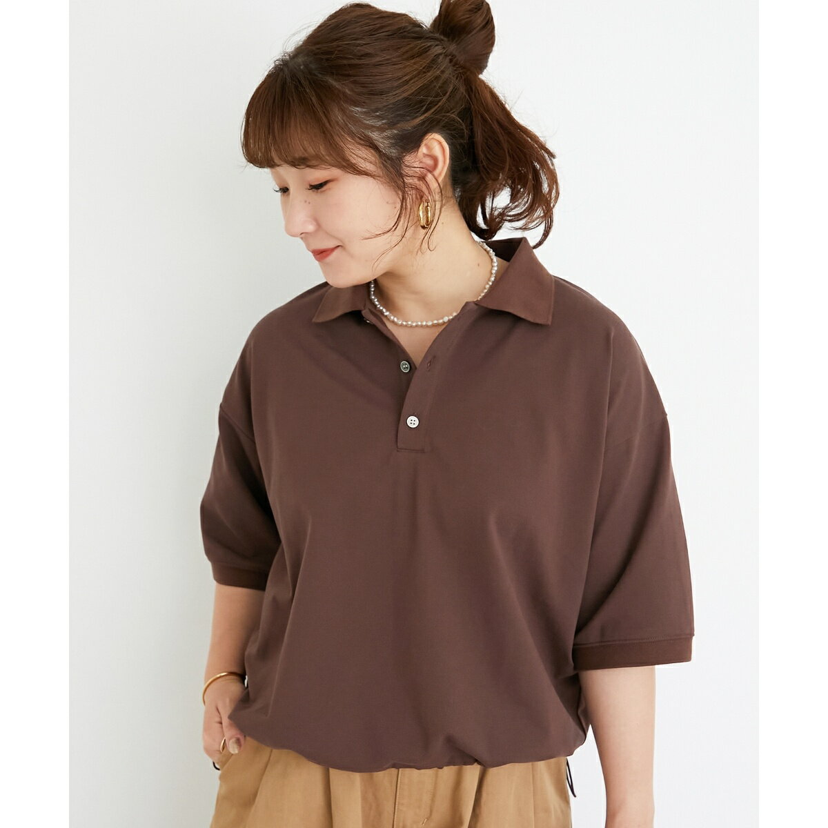 [型番：3057014310]涼しげなカノコ素材を使ったドロストカノコポロは、リラックス感とおしゃれさを両立させた一枚です。適度なゆとりとドロストディテールが、着こなしにちょっとしたアクセントをプラス。●ポイントカジュアルなシーンはもちろん...