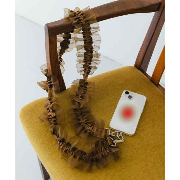 [型番：XX46-2TW2401]コーディネートにの主役になるモバイルストラップ【Material】ポリエステル素材を使用【Design】ボリュームのあるチュールデザインでコーディネートのアクセントになるモバイルストラップ。カラビナ部分を外...