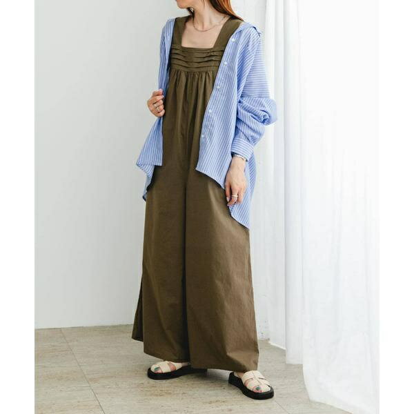 [型番：RAA5-26Y504]【上品さと快適さを両立!さらりと纏う、大人の万能オールインワン】シンプルながら洗練されたデザインの、コットンボリュームオールインワンが登場。デコルテを綺麗に魅せるスクエアネックが、レディライクな顔周りを演出し...