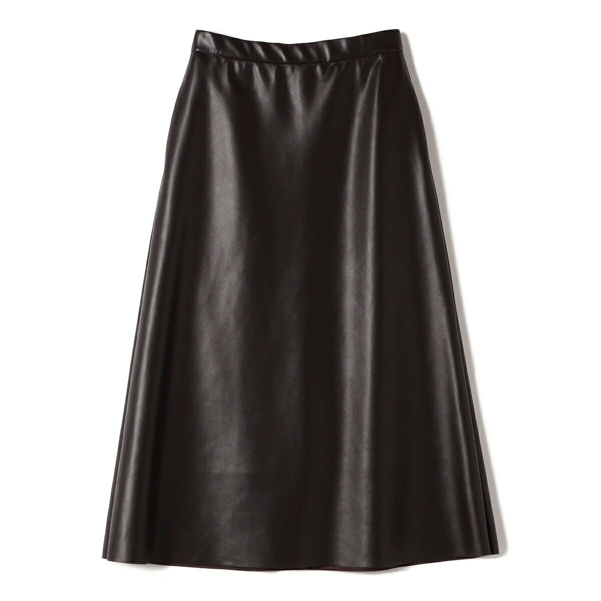 [型番：313250657]■デザイン存在感がありながらスタイリングをおしゃれに引き立ててくれる合皮スカート。体のラインを拾いにくく、生地をバイアス取りにすることで生地のハリ感と広がりを抑え洗練された印象に導くAラインシルエット。ミモレ丈で...