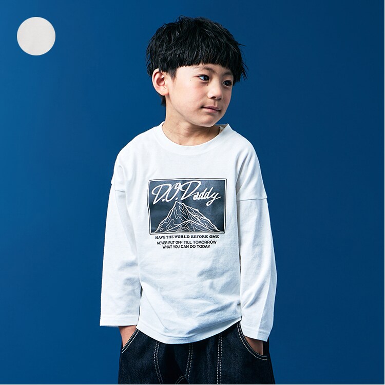 [型番:V54800]【安心の日本製】でギフトやプレゼントにもオススメ！山とロゴのプリント入り長袖Tシャツ、ロンT。シンプルなプリントTシャツで着回しのしやすいデザイン。（ベビーサイズのみ肩ボタン仕様になります。）【アイテム】トップス カジ...